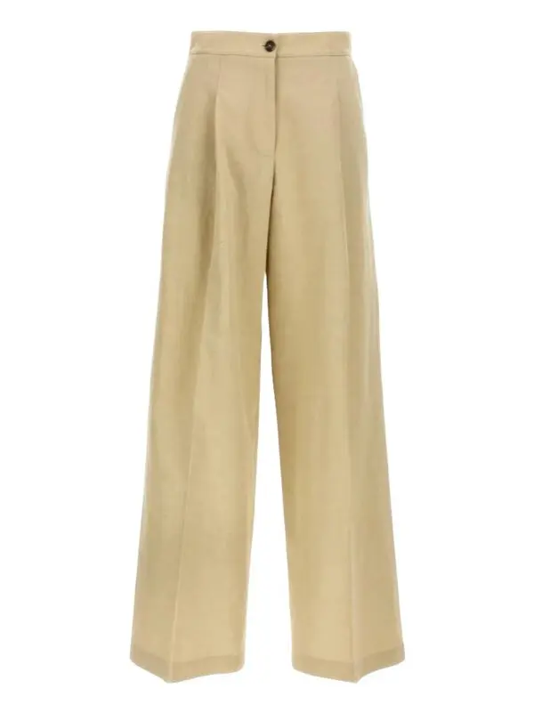YVES SALOMON Pleated Front Casual Pants - Beige