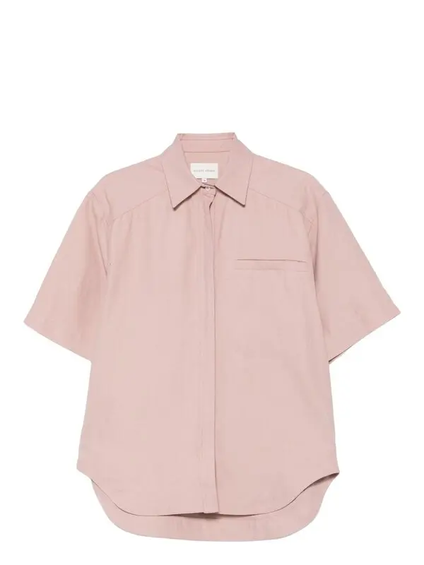 Loulou De Saison Short Sleeve Shirt With Lapel Collar - Pink