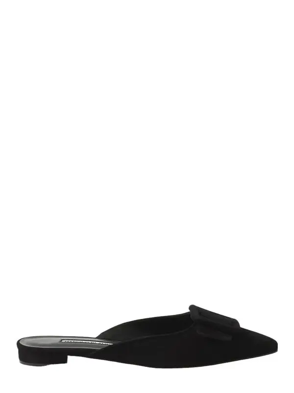 Manolo Blahnik Maysale Buckle Pointed Mule - Black