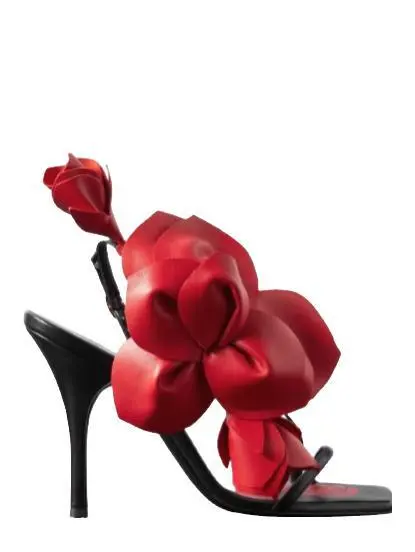 Magda Butrym Floral Leather High-heeled Sandals - Red