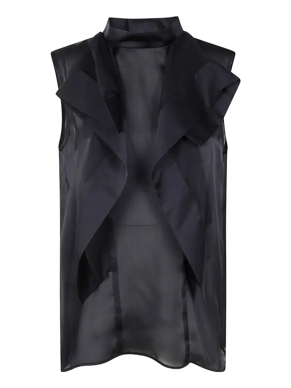 Sacai Sleeveless Ruffled Blouse - Black