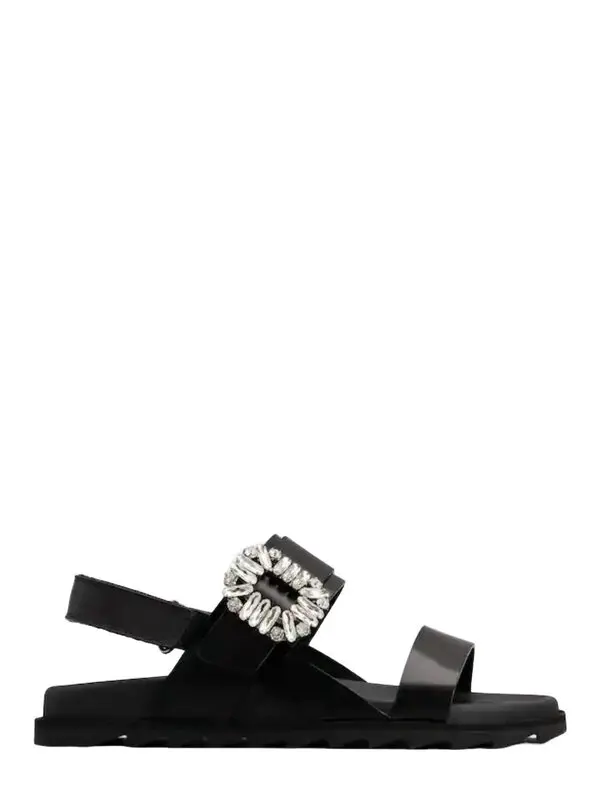 ROGER VIVIER Slidy Viv' Crystal Buckle Sandals - Black