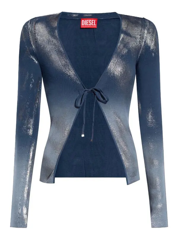 DIESEL® M-isolde Faded Metallic Cardigan - White