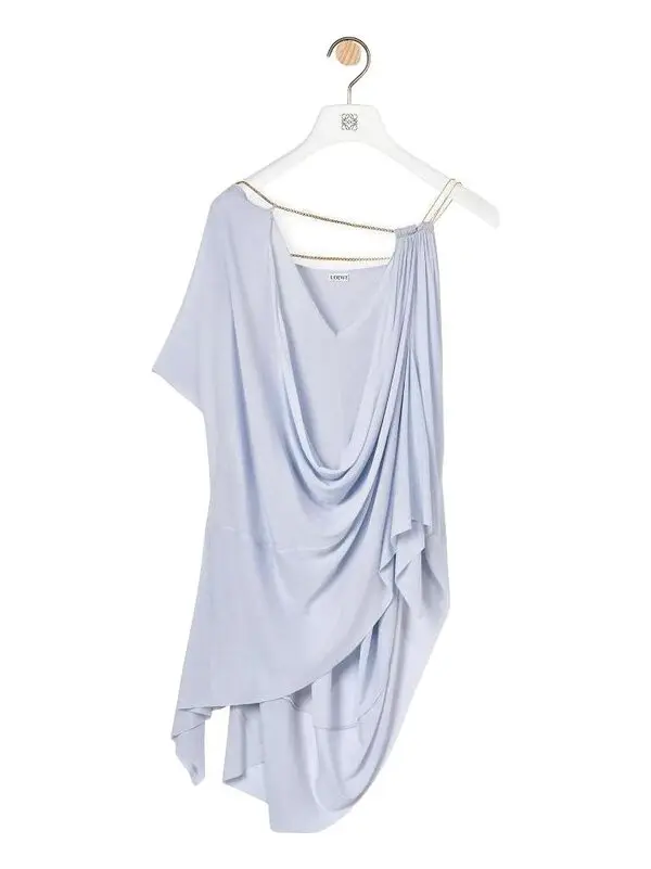 Loewe Chain Draped Top In Viscose - Light Blue