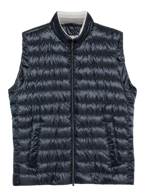 Herno Quilted Zip-up Vest - Black