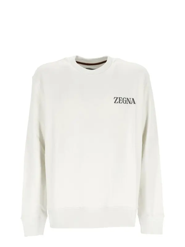 Zegna Logo Printed Crewneck Sweatshirt - White