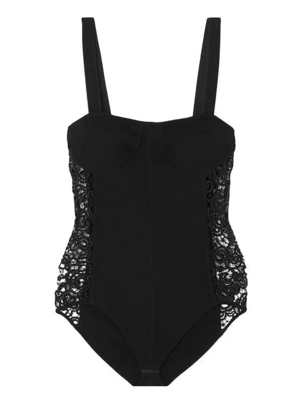 Gabriela Hearst Sleeveless Lace Trim Bodysuit - Black