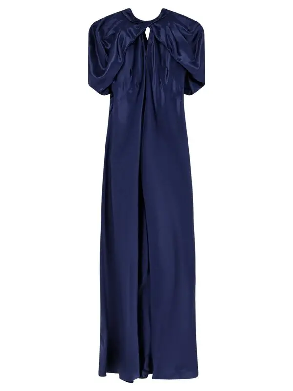 Alberta Ferretti Cape-sleeve Evening Gown - Blue