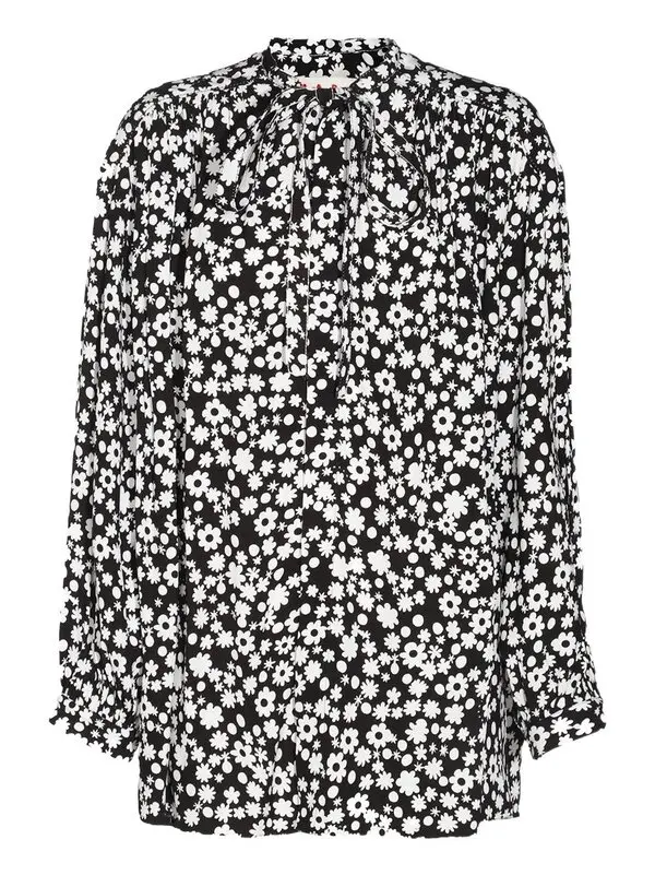 Marni Floral Printed Blouse - Black