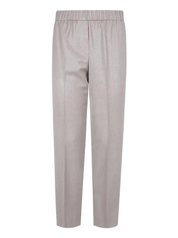 Peserico Wool Elasticated Straight Trousers - Gray
