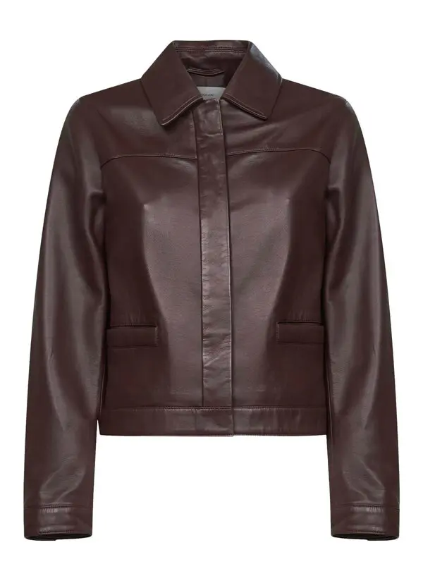 Loulou De Saison Leather Ascot Coat - Black