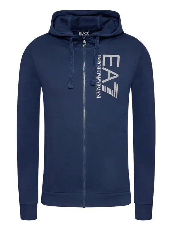 EA7 Logo Zip-up Hooded Jacket - Blue