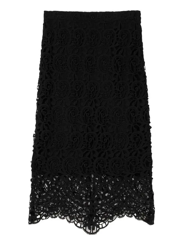 Burberry Lace Detailed Knitted Pencil Skirt - Black