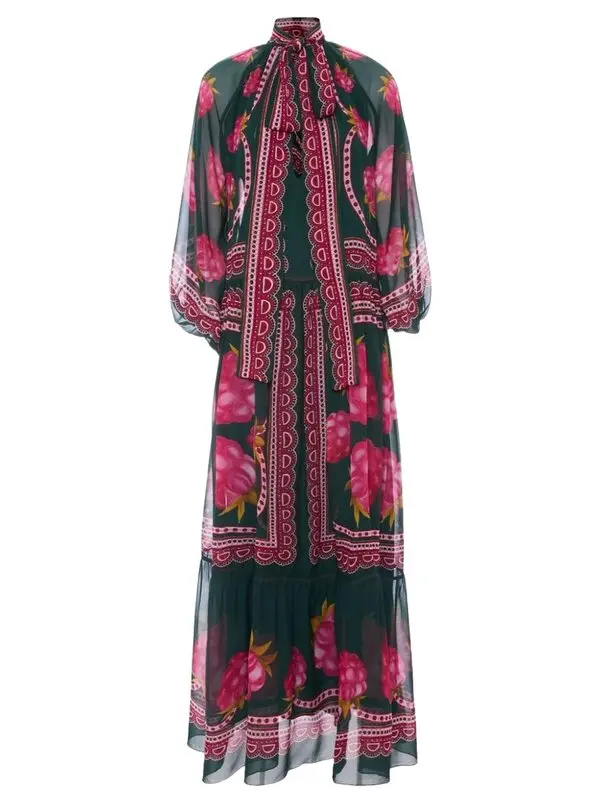 La DoubleJ Athena Midi Dress In Raspberry Print - Multicolor