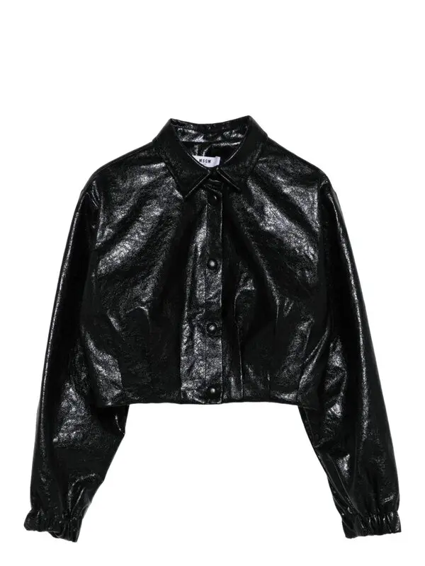 MSGM Grained-effect Press-stud Shirt - Black