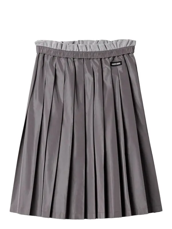Miu Miu Technical Silk Pleated Skirt - Aluminum