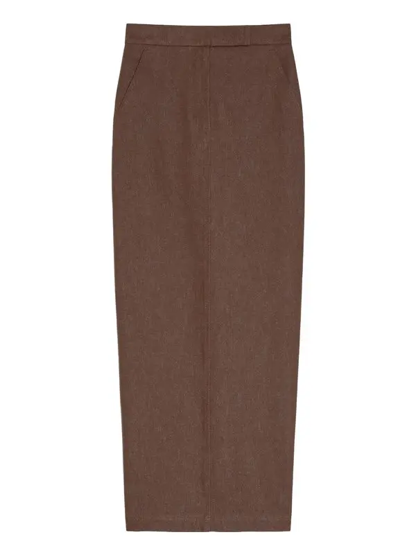 Max Mara Pianosa Button Detailed Back-slit Maxi Skirt - Brown