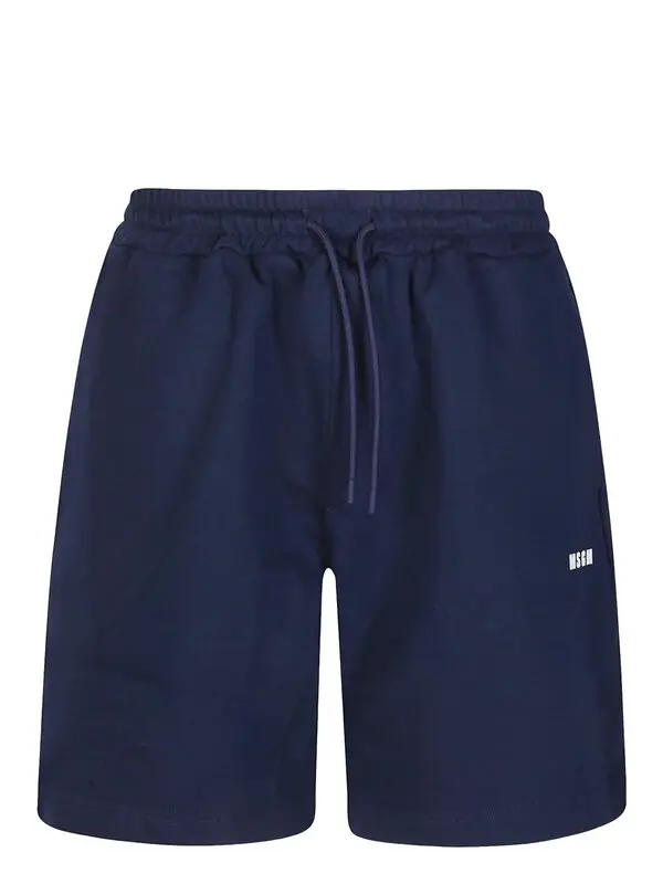 MSGM Logo Printed Drawstring Shorts - Blue