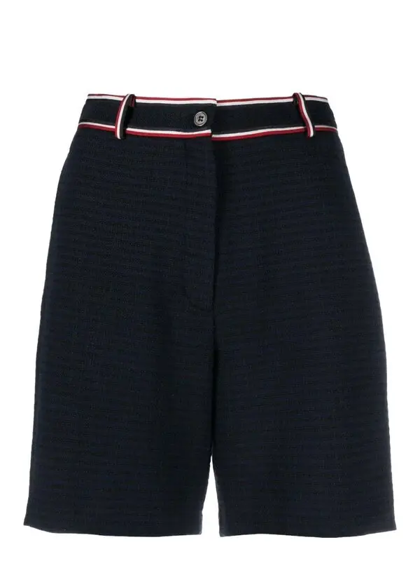 Thom Browne Striped High-waist Bermuda Shorts - Navy Blue