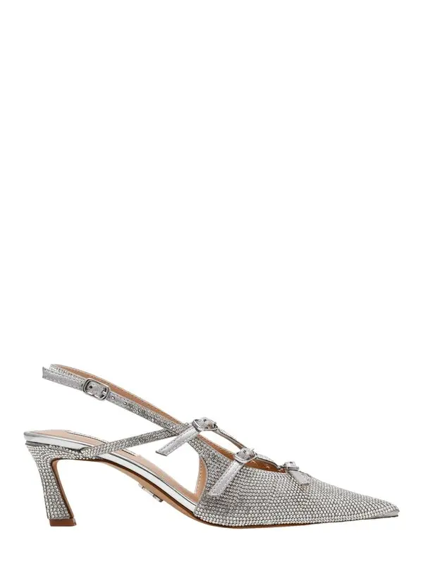 Steve Madden Pointed Toe Embellished Slingback High Heels - Crystal