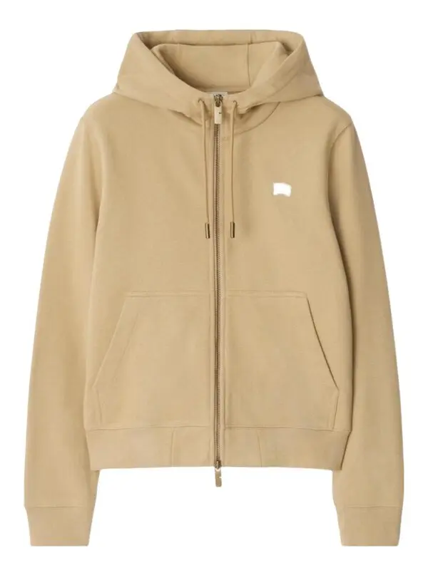 Burberry Zip-up Jacket With Embroidered Equestrian Knight Design - Flax