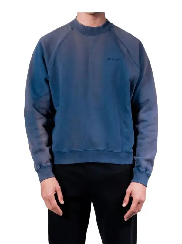 Off-White Round Neck Logo Sweatshirt - Blue