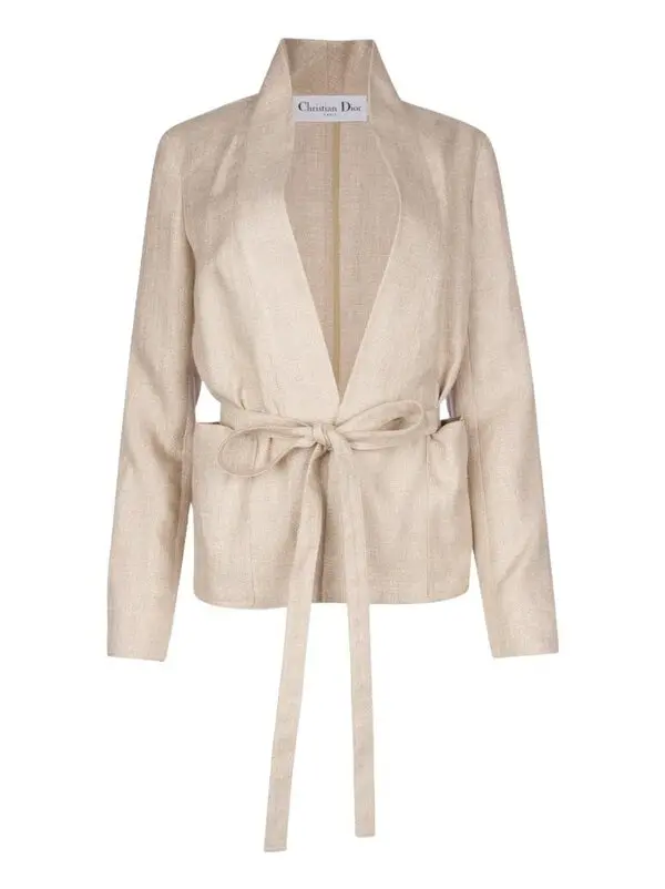 Dior Long-sleeved Belted Jacket - Nude
