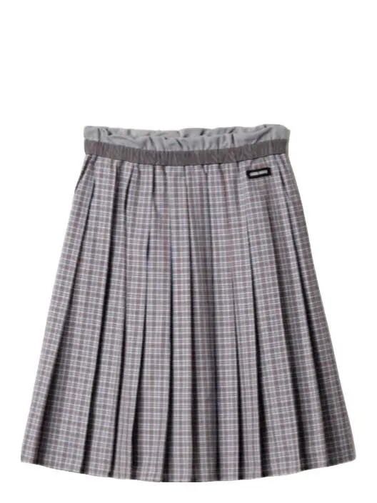 Miu Miu Checked Pleated Skirt - Pilot Blue/burgundy