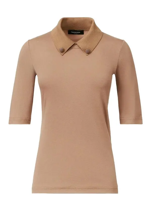 Fabiana Filippi Short Sleeve Knit Collar T-shirt - Wicker