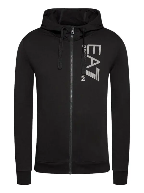 EA7 Logo Hooded Jacket - Black