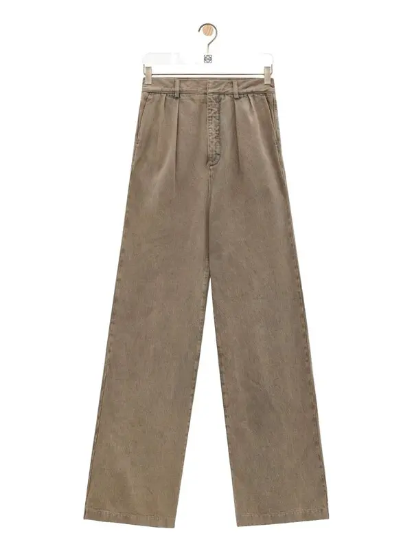 Loewe Pleated Denim Trousers - Brown