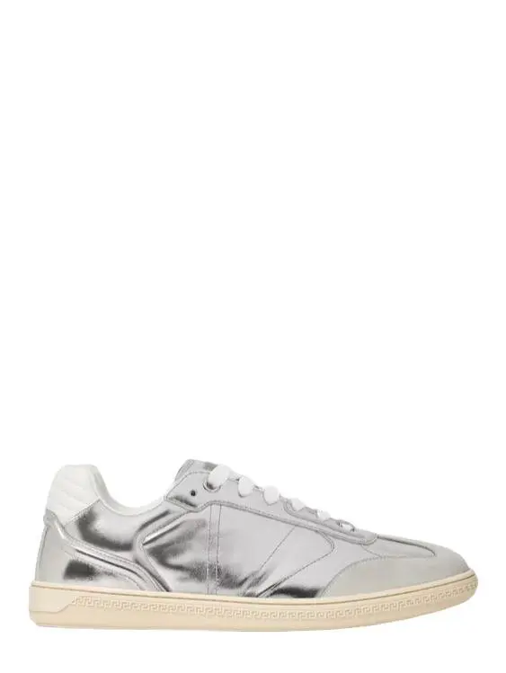 Versace Greca Court Metallic Sneakers - Silver