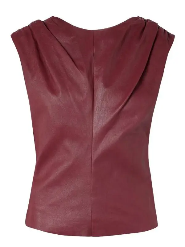 Stouls Dolores Gathered Leather Top - Red