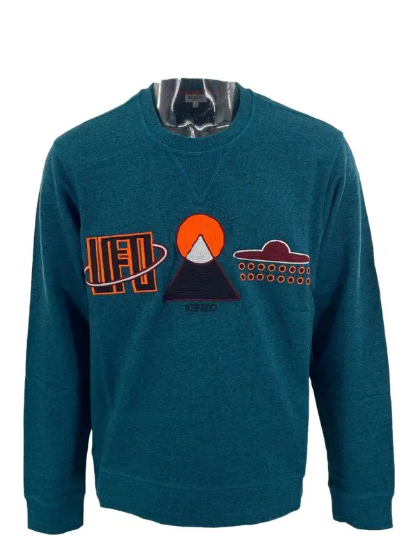 Kenzo Round Neck Ufo Graphic Pullover - Blue