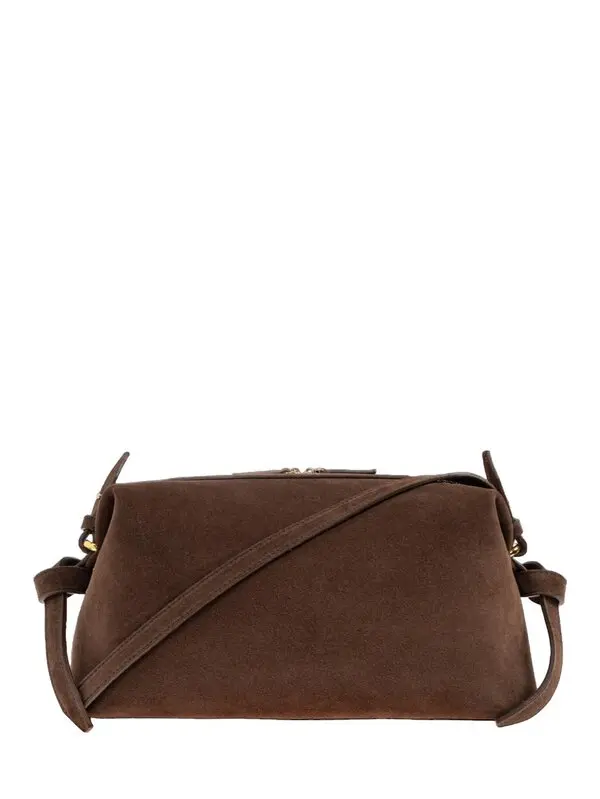 Yuzefi Brioche Knotted Suede Shoulder Bag - Brown