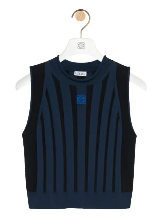 Loewe Stretch Viscose Blend Top - Navy Blue/black