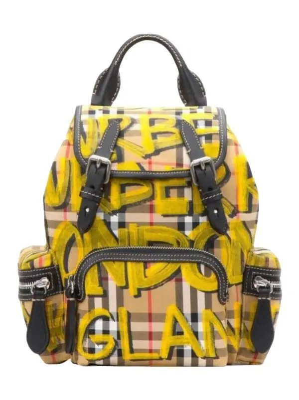 Burberry Classic Plaid Graffiti Backpack - Multicolor