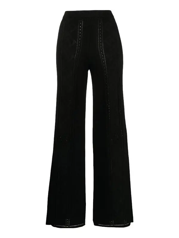 MARINE SERRE Crescent Moon Patterned High-waist Trousers - Black