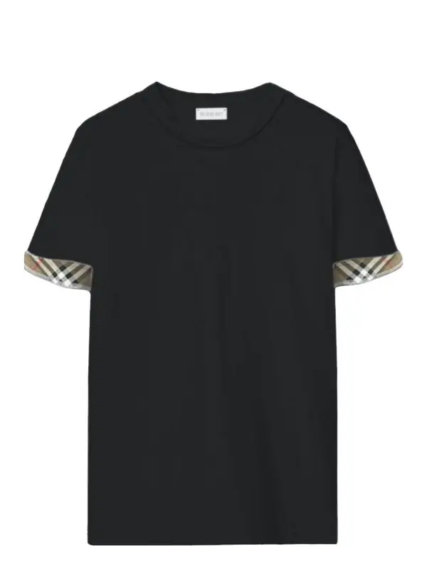 Burberry Check Trim Cotton T-shirt - Black
