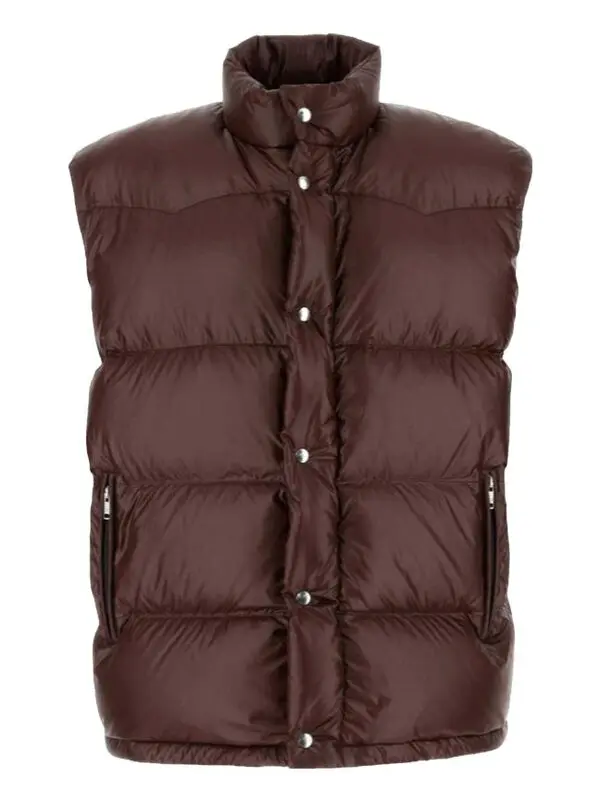 Prada High Collar Sleeveless Down Vest - Cocoa Brown