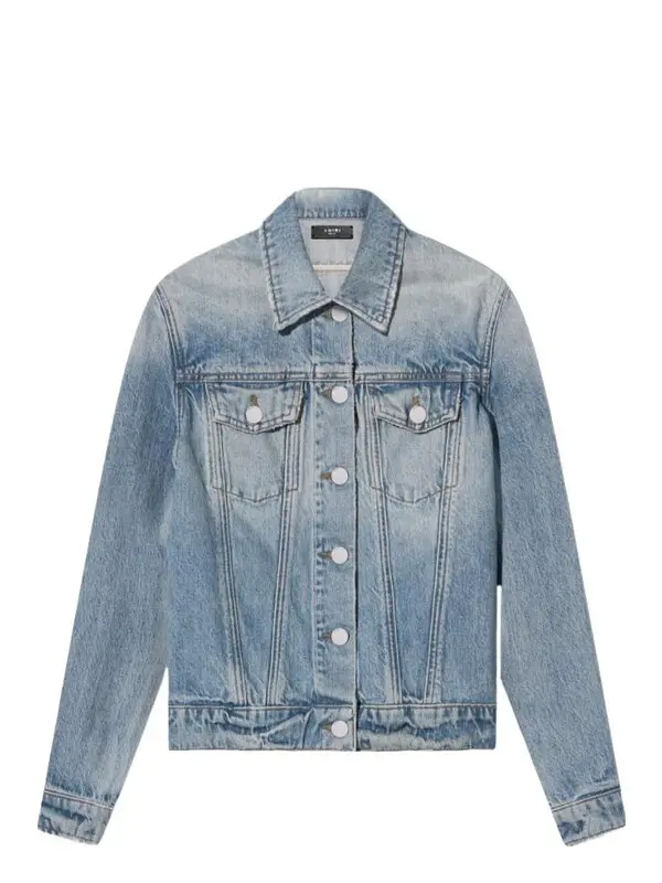 Amiri Structured Shoulder Denim Trucker Jacket - Gray