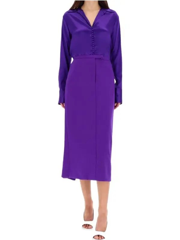 Dries Van Noten Tailored Wool Midi Skirt With Box Pleat - Purple