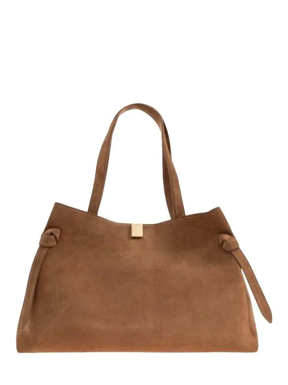 Yuzefi Gyoza Knotted Suede Tote Bag - Brown