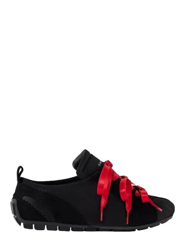 Simone Rocha Lace-up Shell And Suede Sneakers - Black