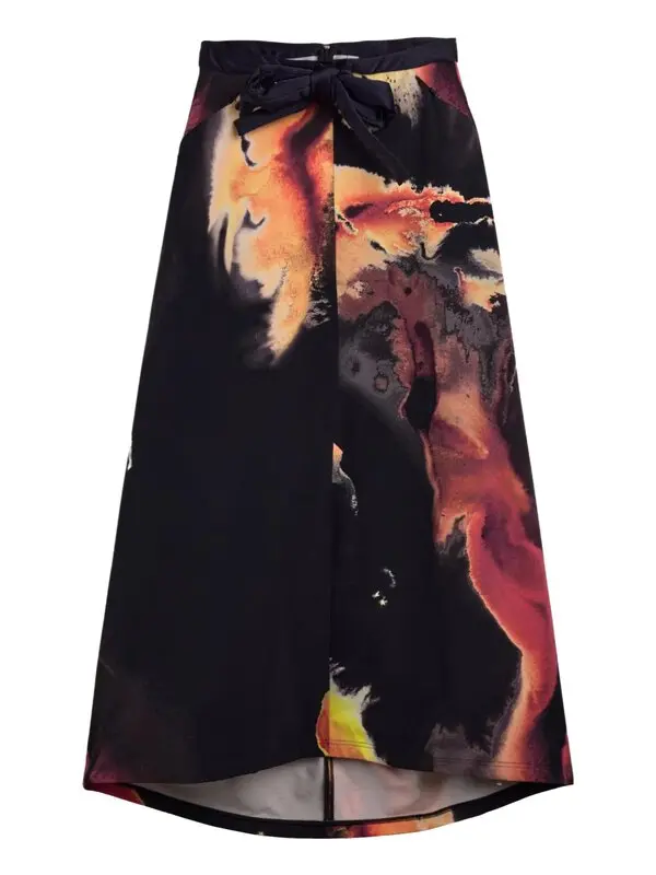Y3 Abstract Print Maxi Skirt - Black/multicolor