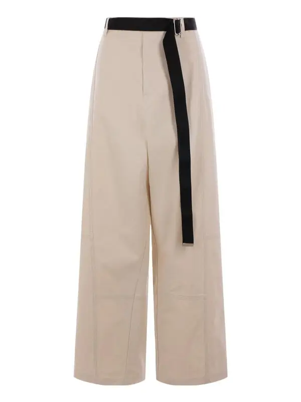Plan C Belted Canvas Trousers - Cream