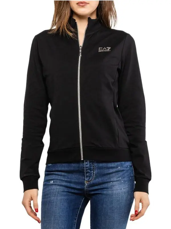 EA7 Logo Zip Up Jacket - Black