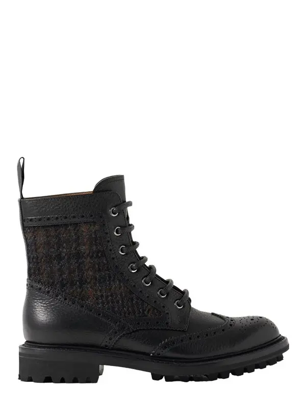 Church's Jacquard Paneled Leather Ankle Boots - Black