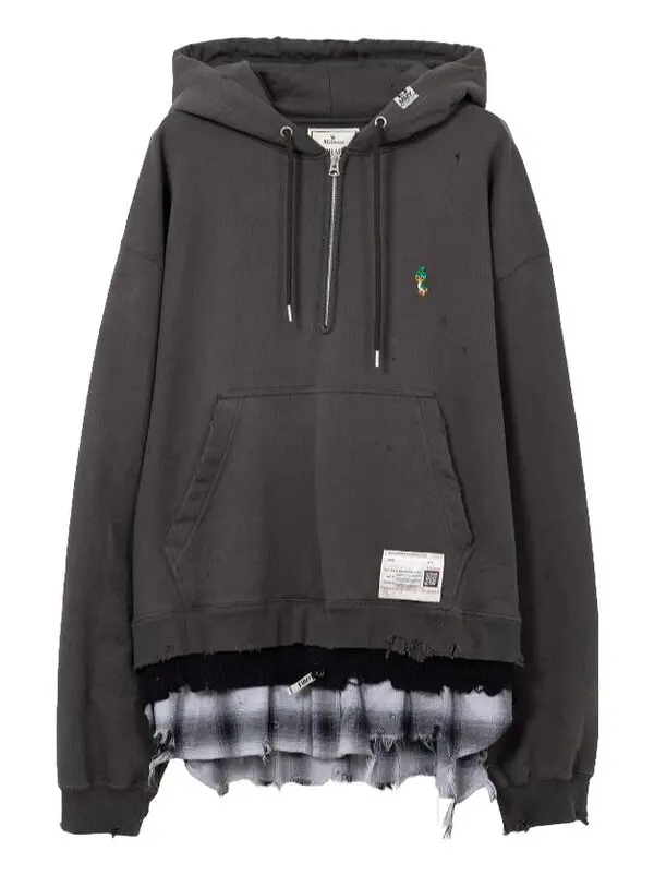 Mihara Yasuhiro Layered Drawstring Hoodie - Black