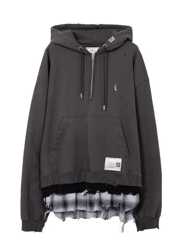 Mihara Yasuhiro Layered Drawstring Hoodie - Grey